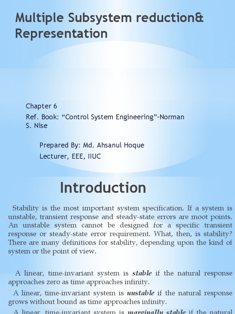 Multiple Subsystem Reduction& Representation | PDF