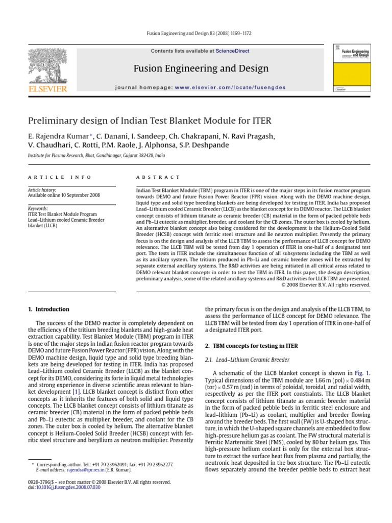 Preliminary Design of Indian Test Blanket Module For ITER | PDF ...