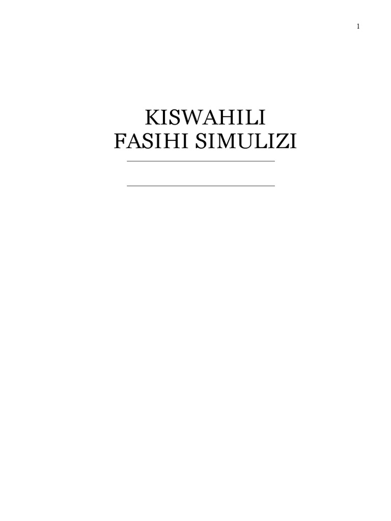 Kiswahili Fasihi Simulizi | PDF