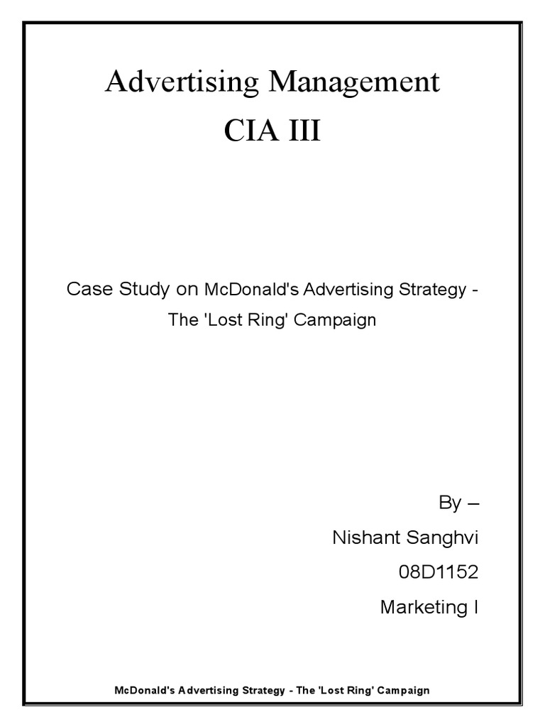 Advertising Management Cia Iii: Case Study On | PDF