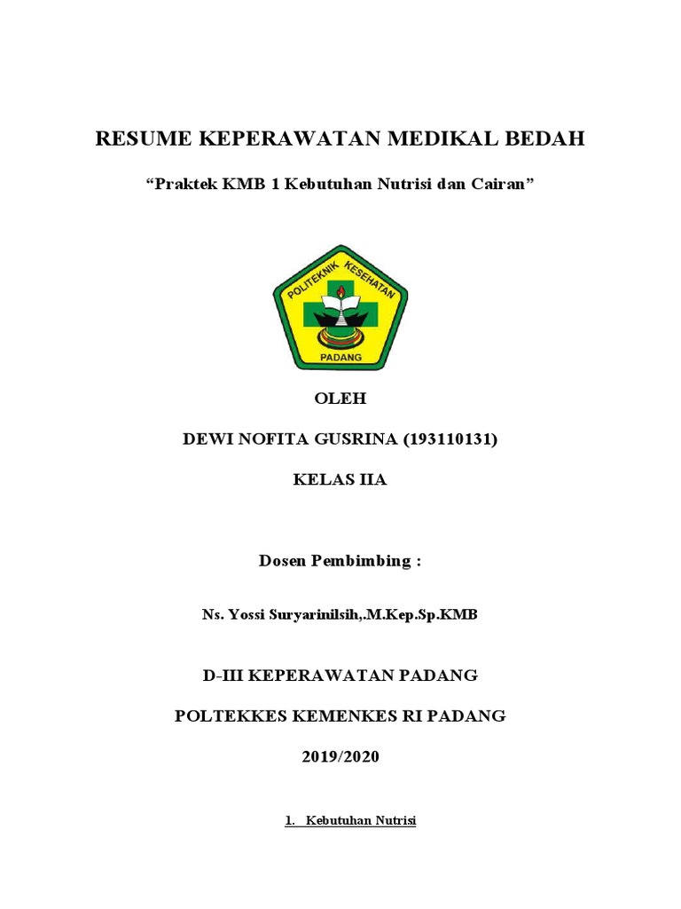 RESUME KMB Nutrisi Cairan | PDF