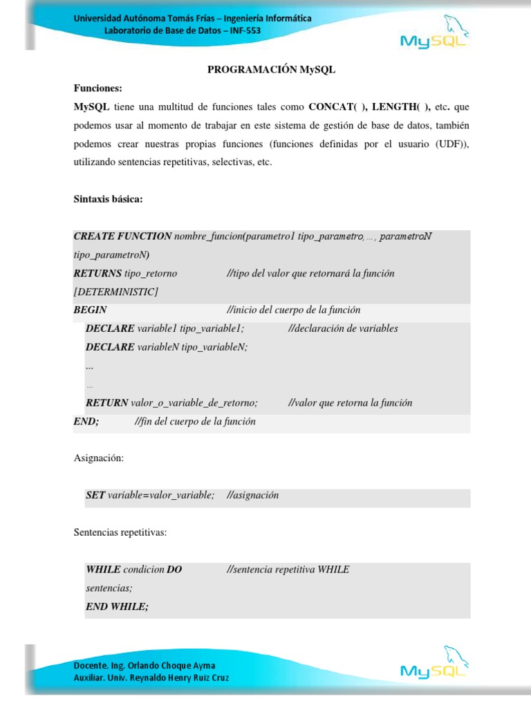 Programación Mysql | PDF | Mi sql | Desarrollo de software