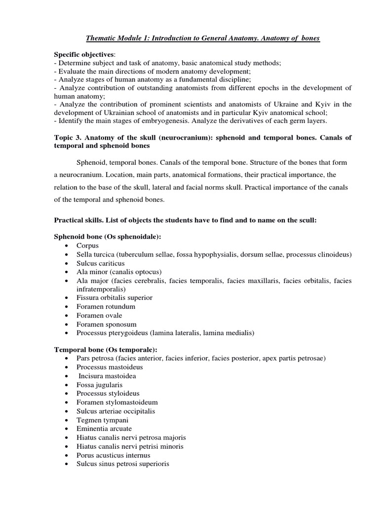 Thematic Module 1: Introduction To General Anatomy. Anatomy of Bones ...