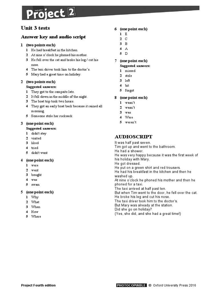 Unit 3 Answer Key and Audio Script | PDF