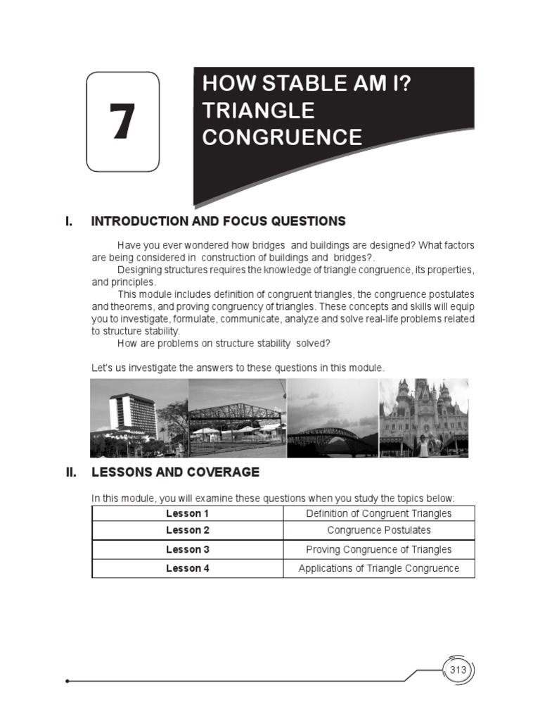 Module - Triangle Congruence PDF | PDF | Triangle | Perpendicular