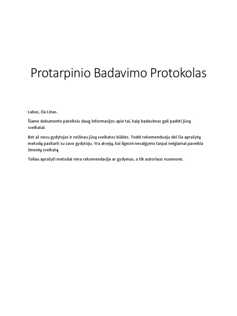 Protarpinio Badavimo Protokolas | PDF