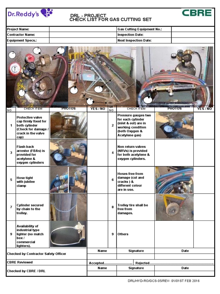 05 Check List For Gas Cutting Set-1-1 | PDF | Energy Technology ...