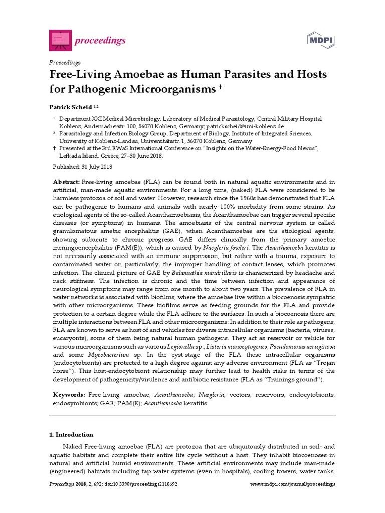 Free-Living Amoebae As Human Parasites and Hosts f-1 | PDF | Organisms ...