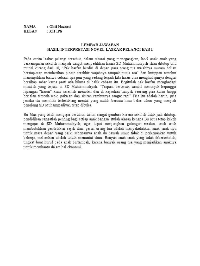 Lembar Jawabah Hasil Interpretasi | PDF