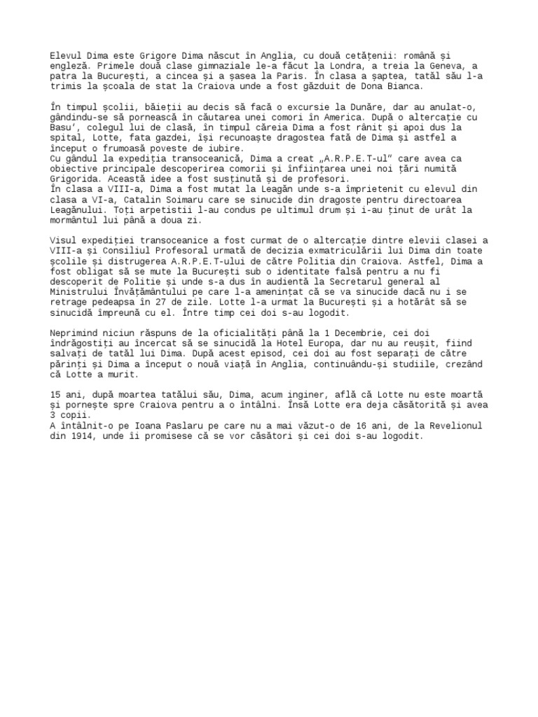 Elevul Dima Dintr-A Saptea | PDF