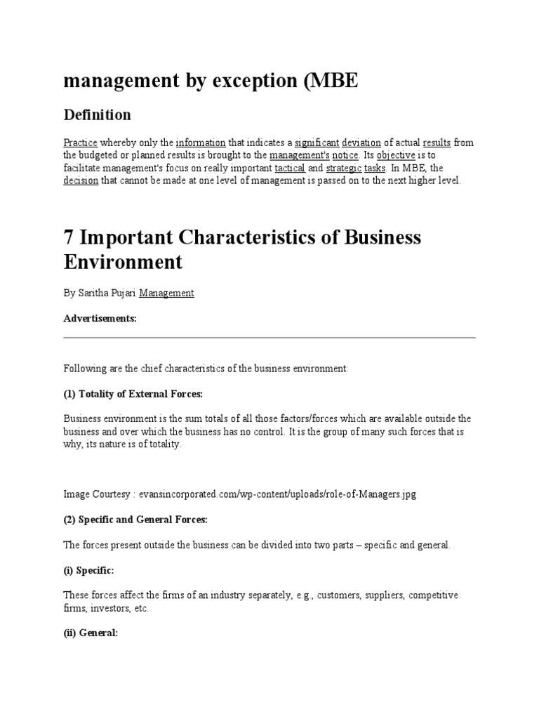 Management by Exception | PDF | Strategic Management | Goal