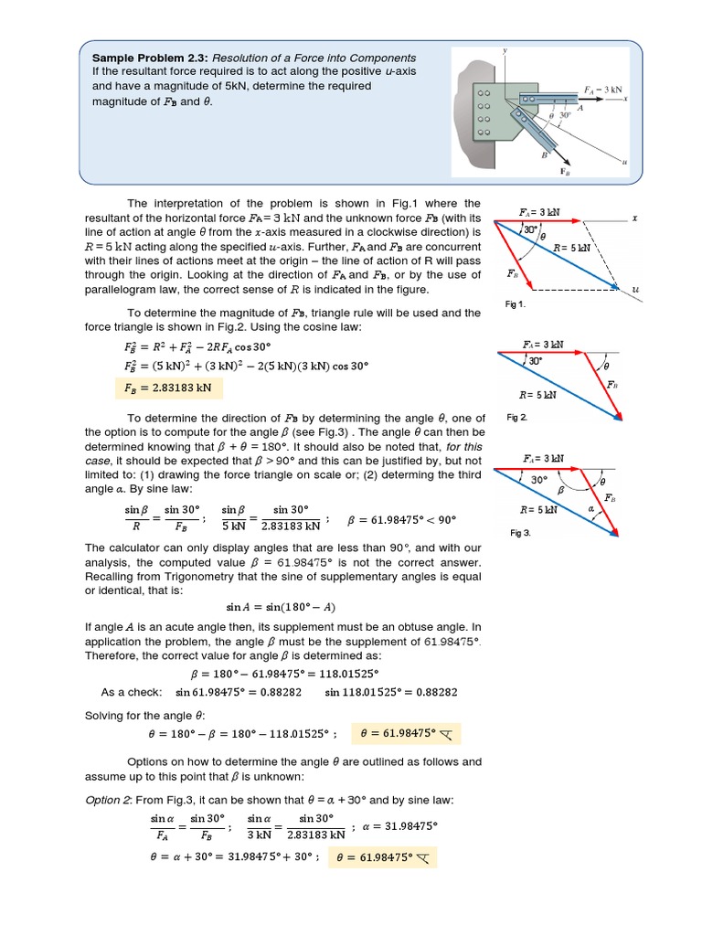 Chapter 2 - Sample Problems (2D) PDF | PDF | Sine | Angle
