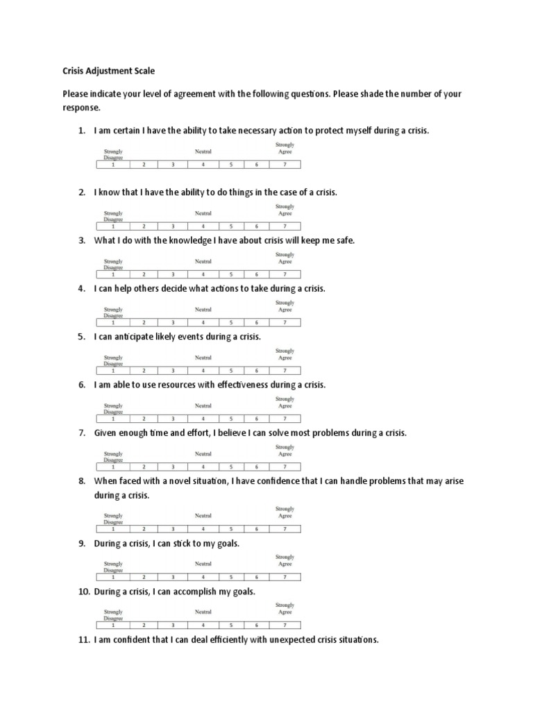Crisis Adjustment Scale Assessment | PDF