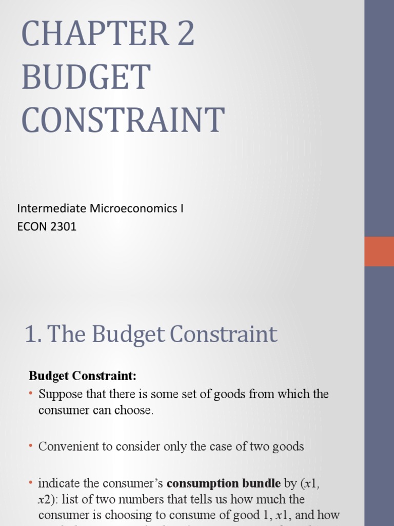 Budget Constraint: Intermediate Microeconomics I ECON 2301 | PDF ...