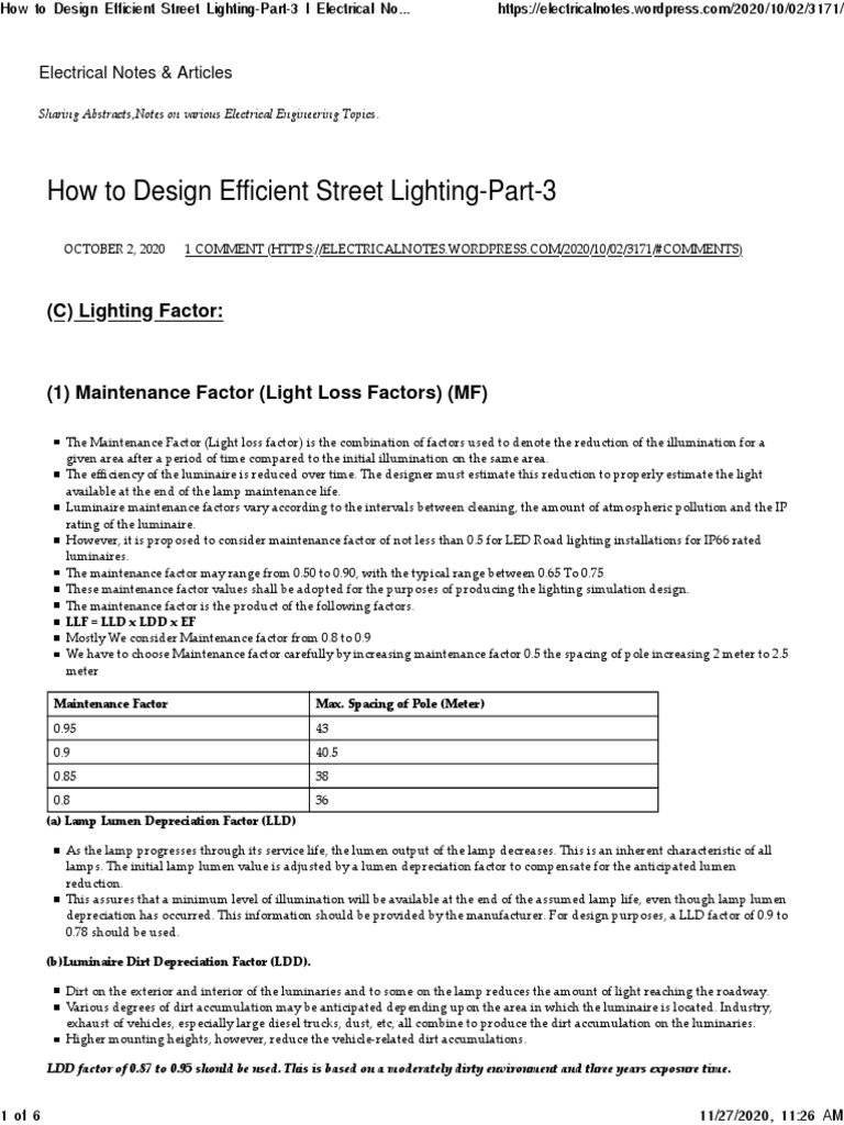 Efficient Street Lighting Design | PDF | Lighting | Road