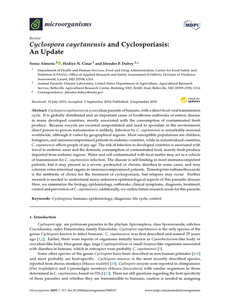 Cyclospora Cayetanensis and Cyclosporiasis An Upda | PDF | Retrovirus ...