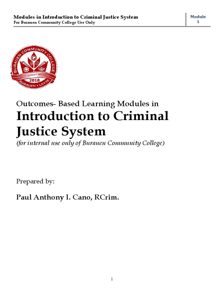 Introduction To Criminal Justice System 1 | PDF | Criminal Justice | Crime & Violence
