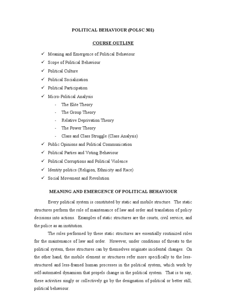 Understanding Political Behaviour | PDF | Socialization | Science