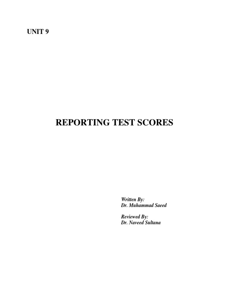 Reporting Test Scores: Unit 9 | PDF | Educational Assessment | Standard ...
