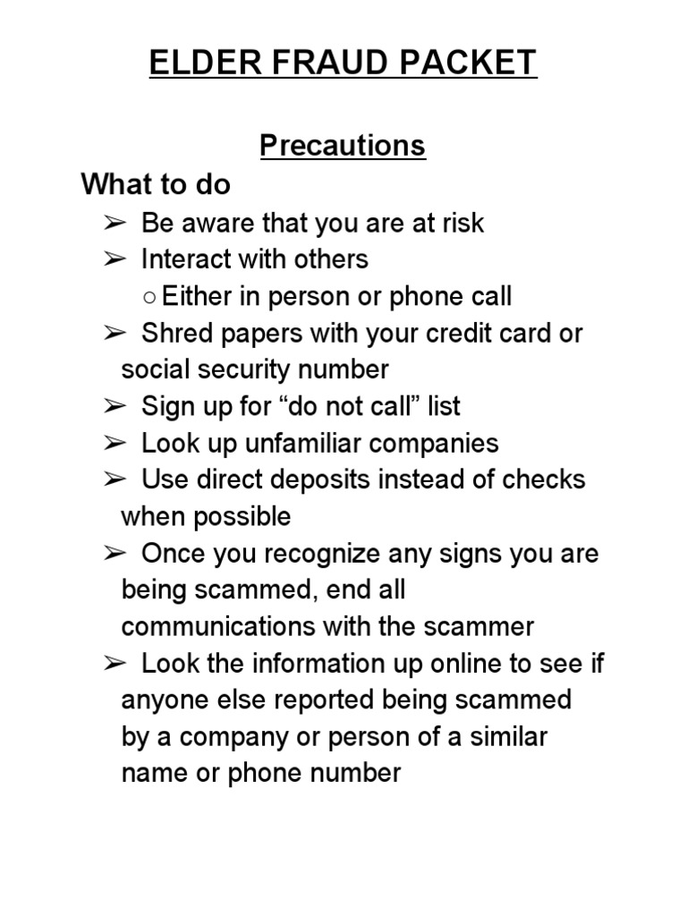 Elder Fraud Packet | PDF | Phishing | Credit Card