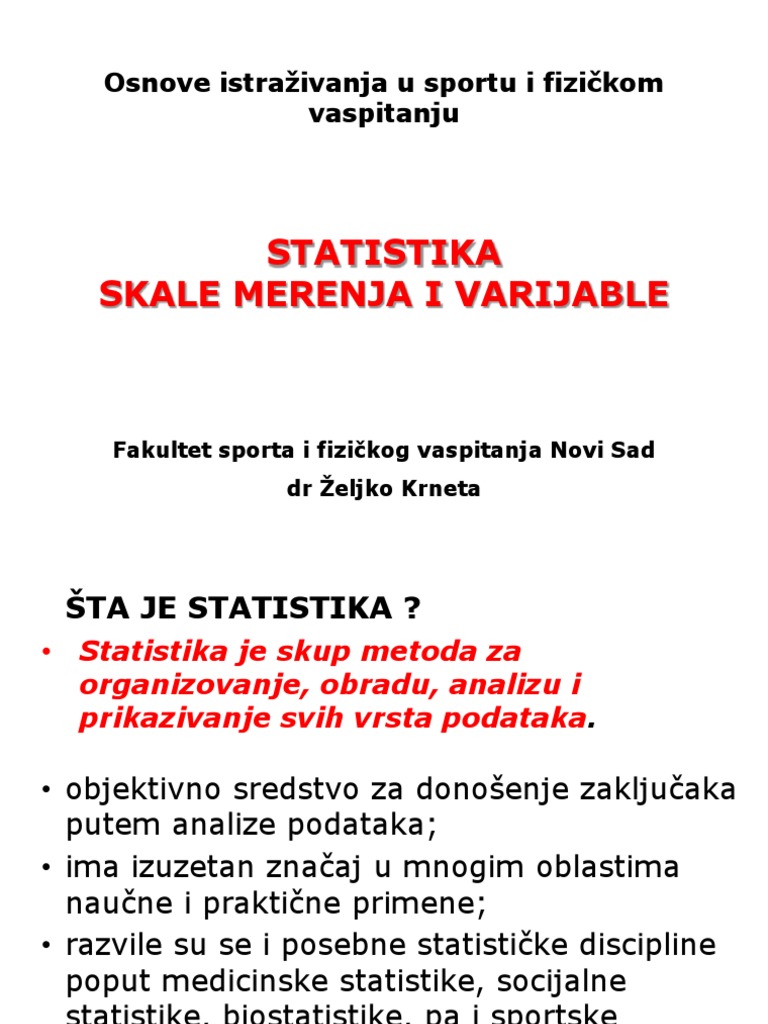 Statistika Skale Merenja Varijable | PDF