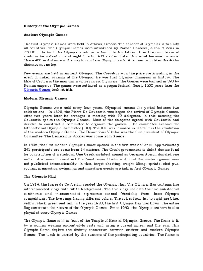 History of The Olympic Games | PDF | Olympic Games | Multi Sport Events