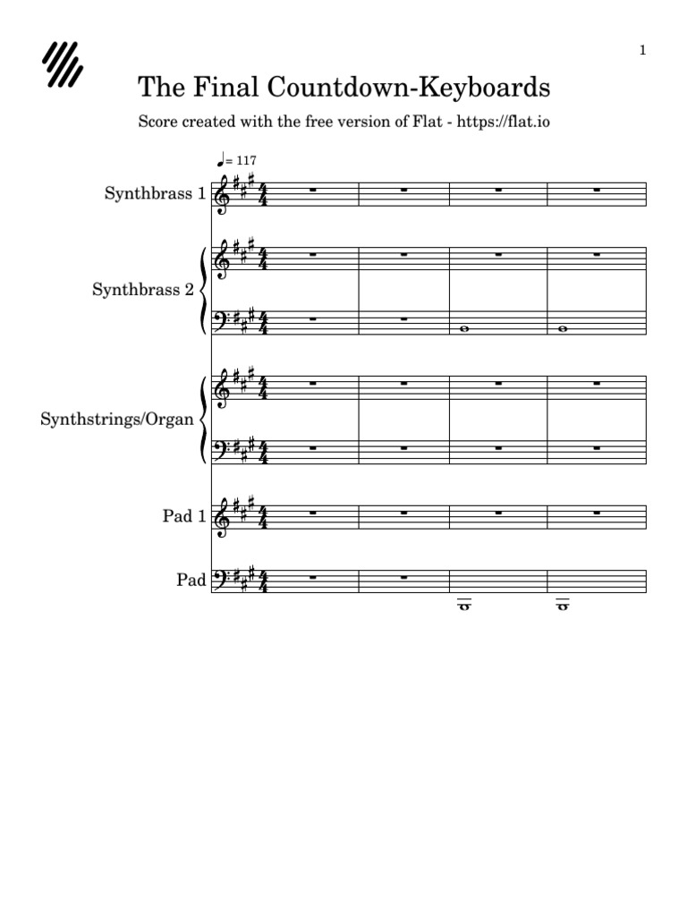The Final Countdown-Keyboards: Score Created With The Free Version of ...