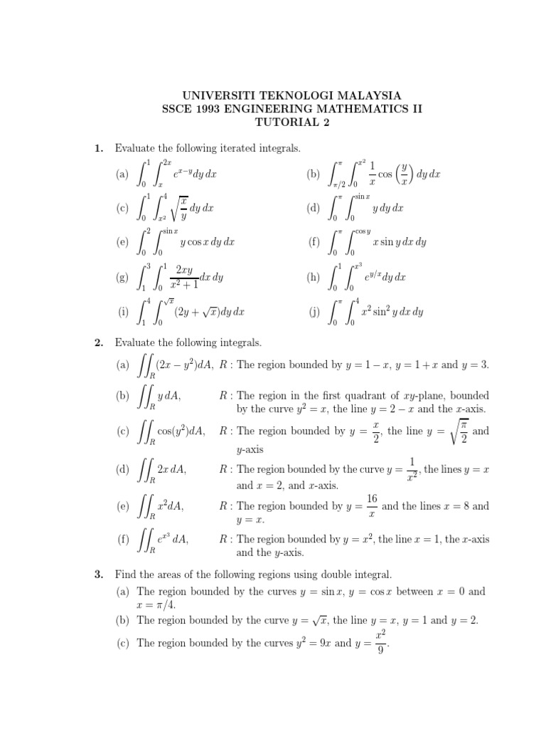 Evaluation of Multiple Integrals and Applications to Finding Areas ...