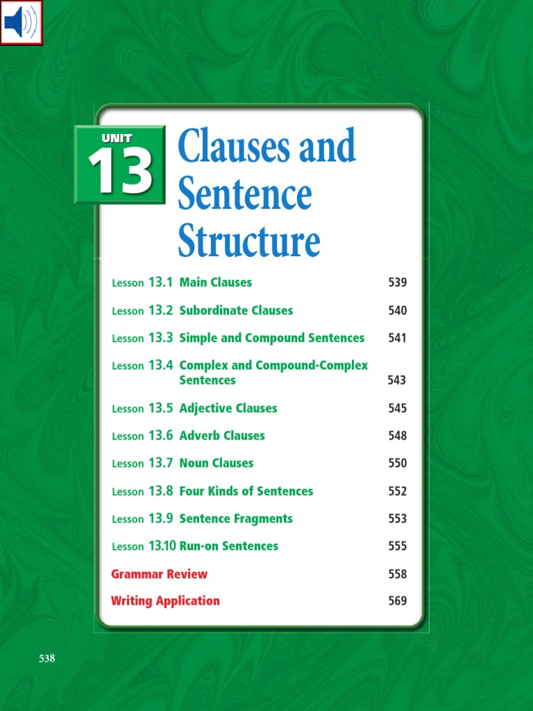 Clauses and Sentence Structure: Lesson Lesson Lesson Lesson | Download ...