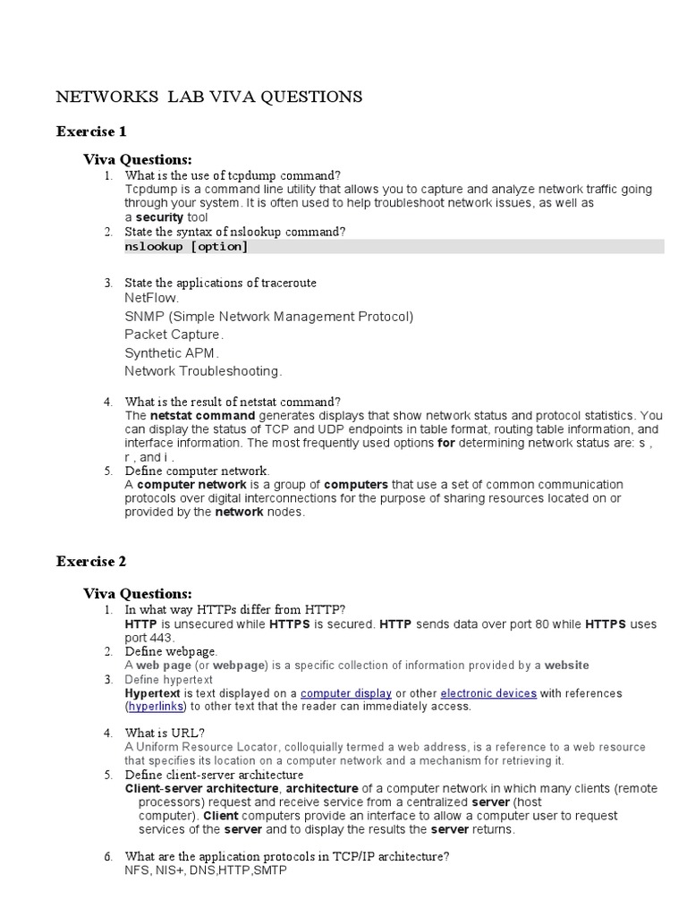 CN LAB Viva Questions | PDF | Domain Name System | Port (Computer Networking)
