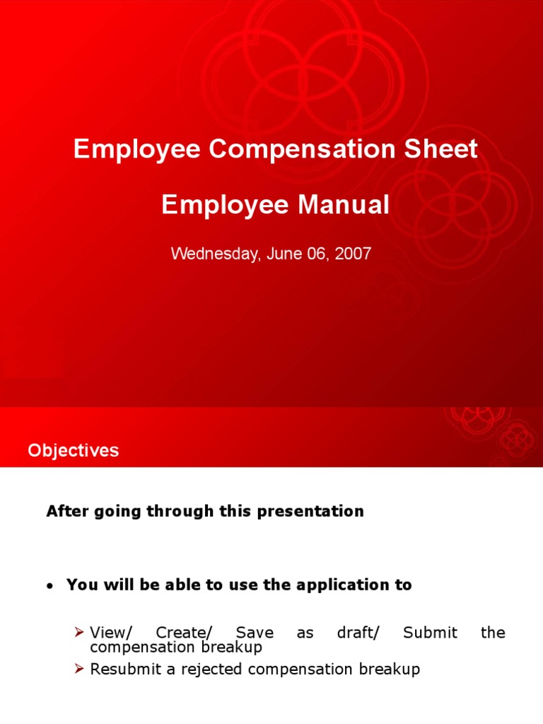 Employee Compensation Sheet Employee Manual: Wednesday, June 06, 2007 ...