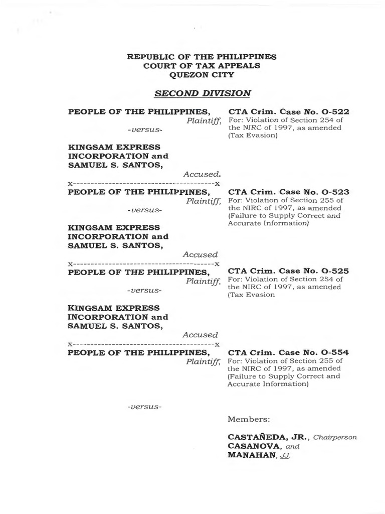 Cta 2D Co 00522 D 2018mar12 VTC | PDF | Arrest | Taxpayer