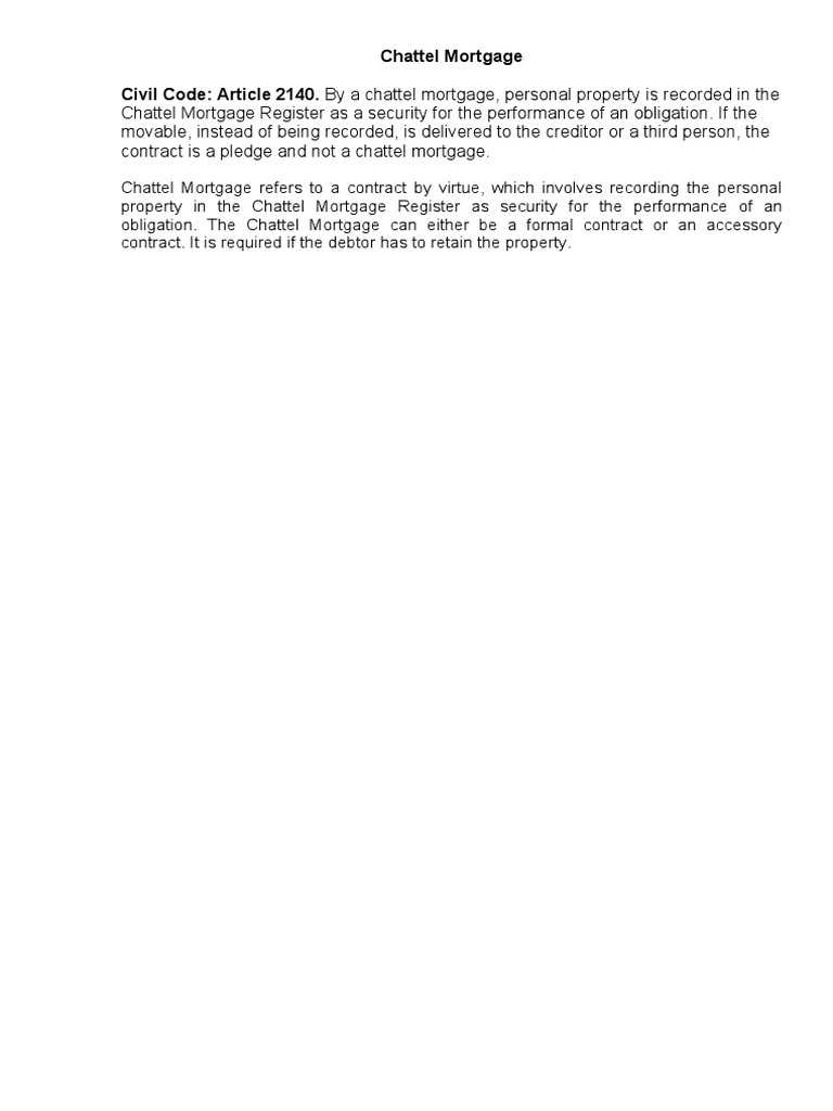 Notes Chattel Mortgage | PDF