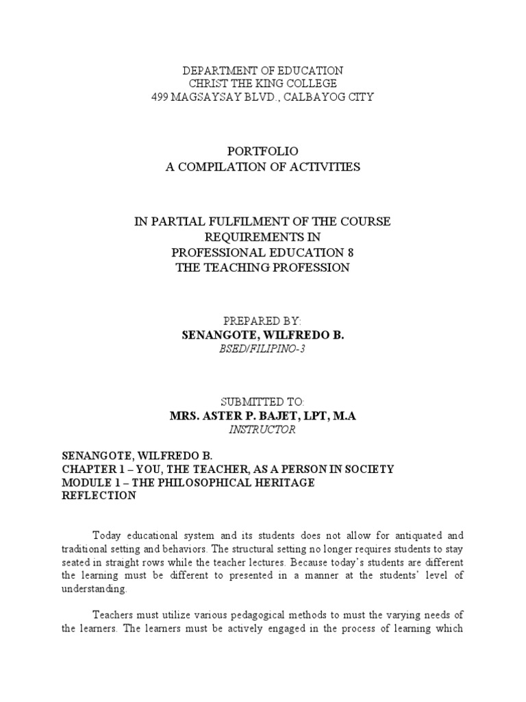 Teaching Philosophy Portfolio | PDF | Philosophy Of Education ...