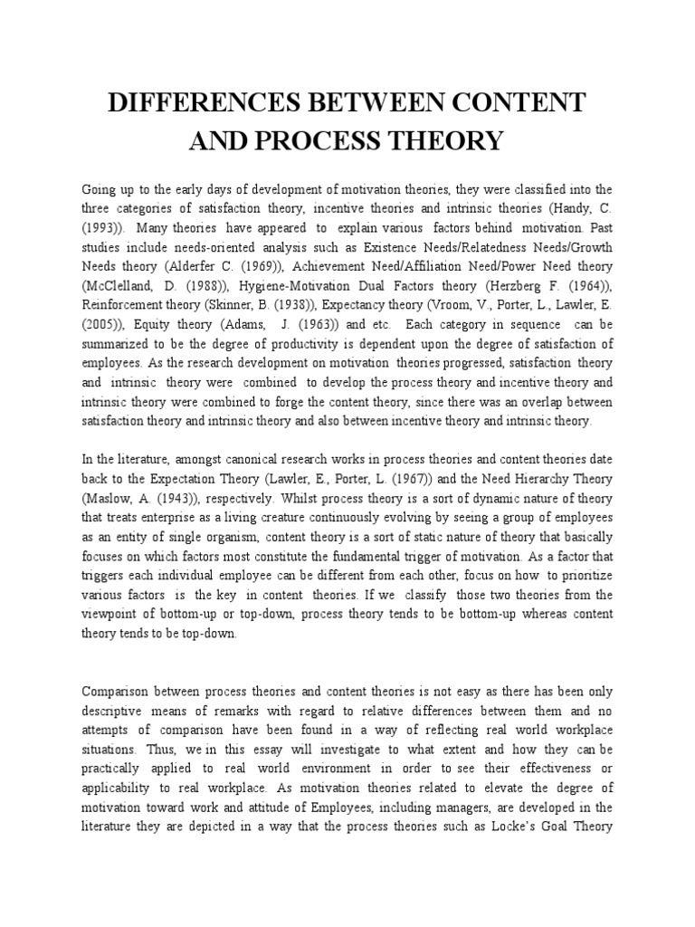 Content vs. Process Motivation Theory | PDF | Motivation | Motivational