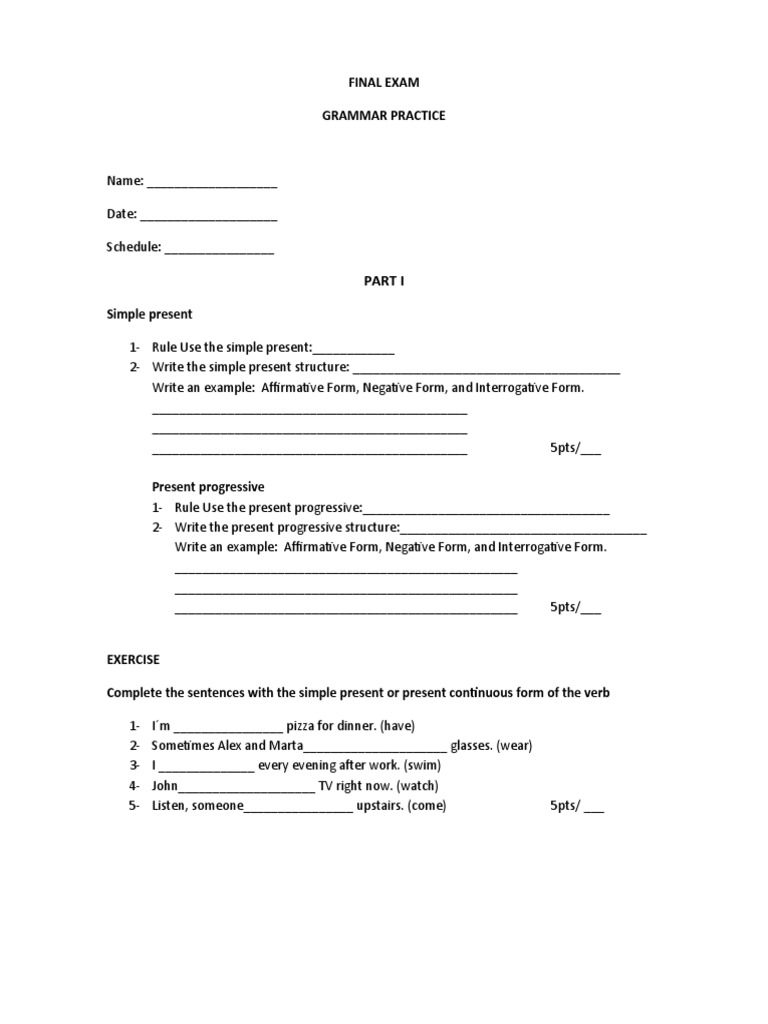 English Grammar Exam Prep | PDF | Linguistic Typology | Syntax