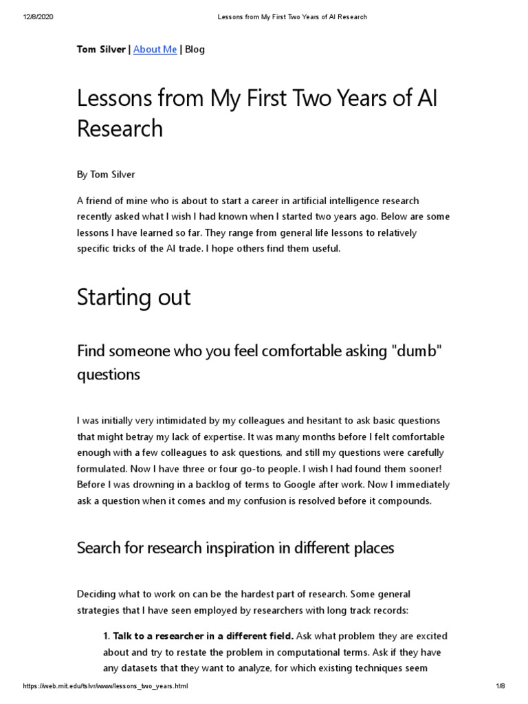 Lessons Learned from Two Years of AI Research: Insights into Problem ...