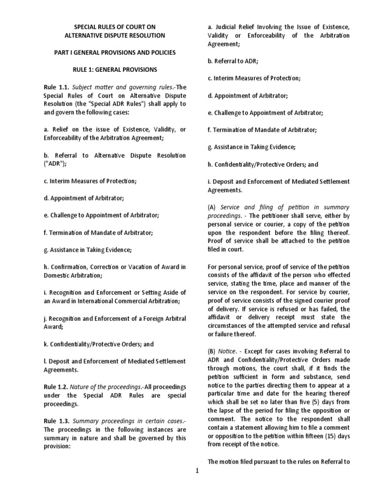 Special Rules On Adr | PDF | Alternative Dispute Resolution | Arbitration