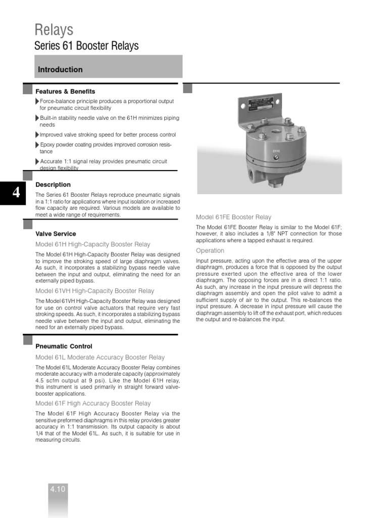Series 61 Booster Relays | PDF | Valve | Relay
