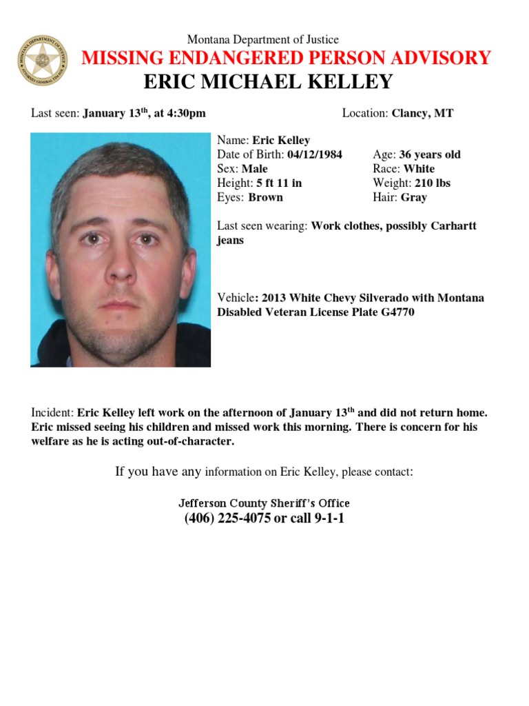 Missing Person Alert: Eric Kelley, MT | PDF