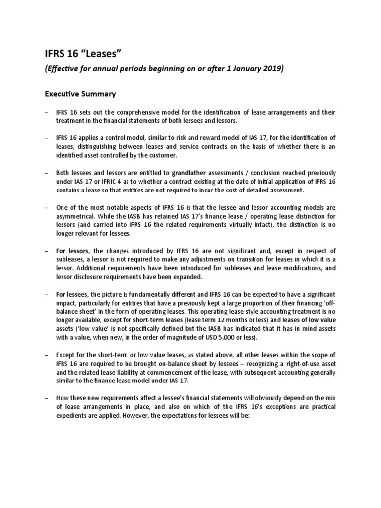 IFRS 16 - Summary | PDF | International Financial Reporting Standards ...