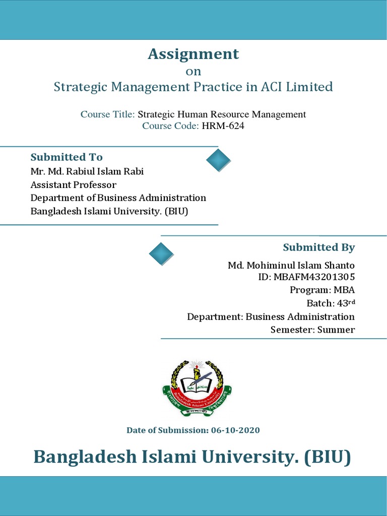 Bangladesh Islami University. (BIU) : Assignment | PDF | Strategic ...