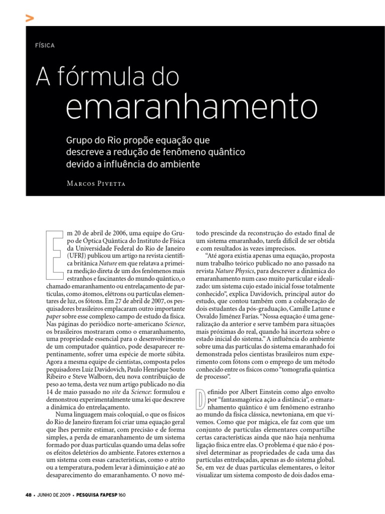 A Fórmula Do Emaranhamento Quântico | PDF | Emaranhamento quântico ...