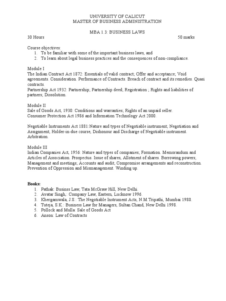 MBA-1.3 Business Laws | PDF