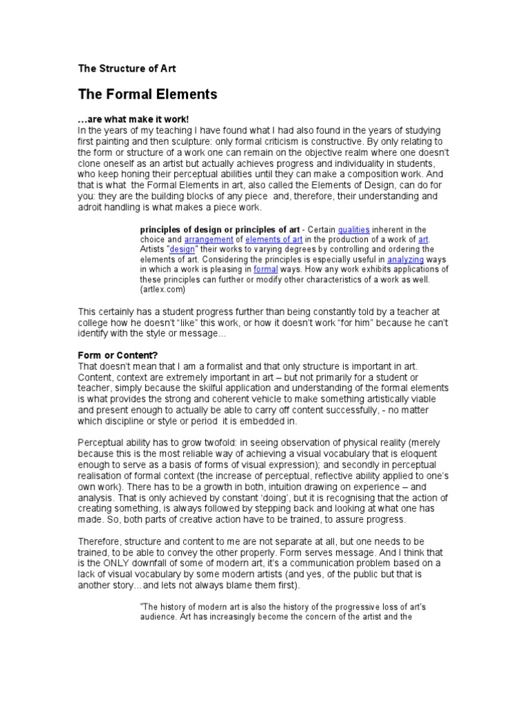 The Formal Elements: The Structure of Art | PDF | Space | Perception