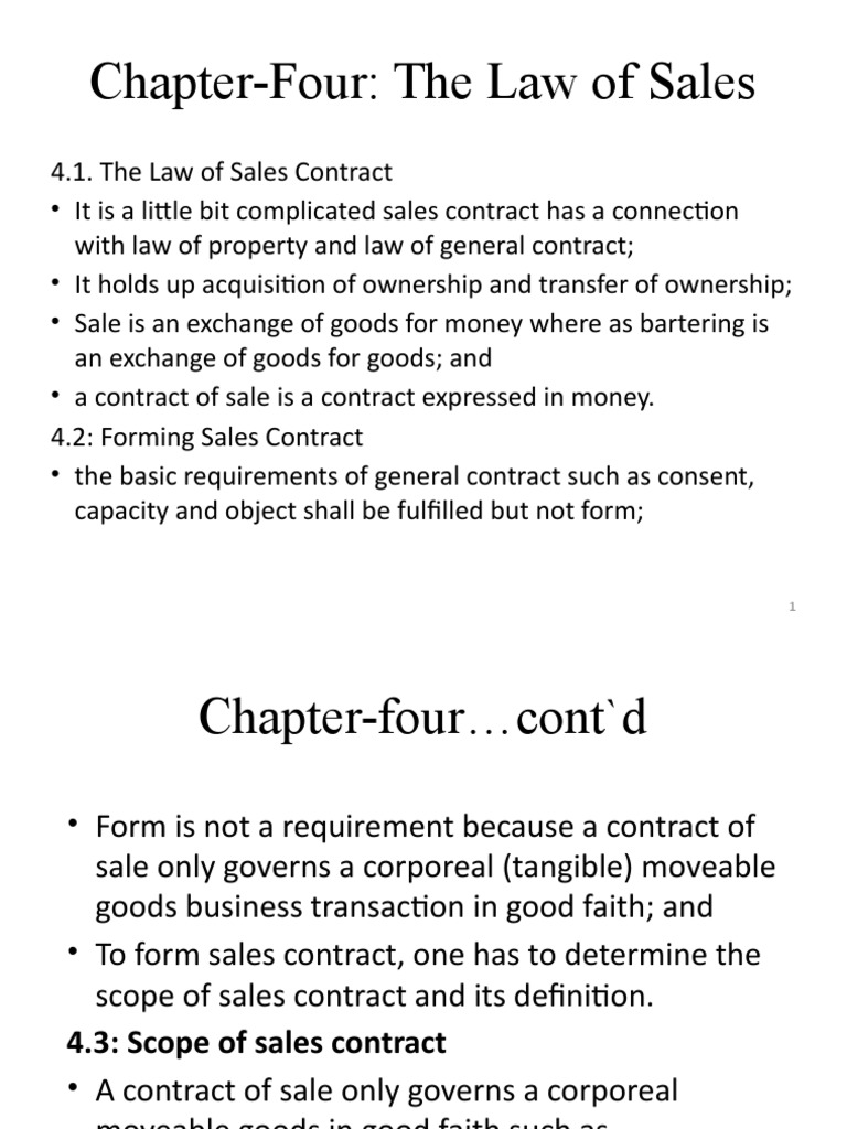 Chapter-Four: The Law of Sales | PDF | Sales | Goods