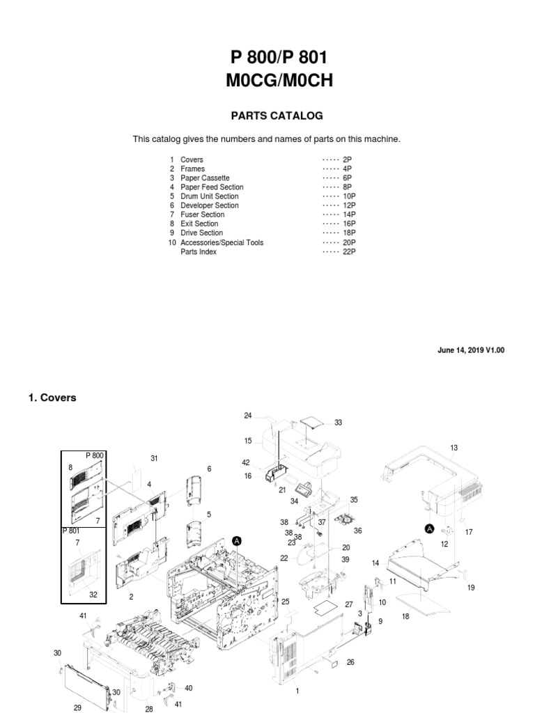 P 800/P 801 M0CG/M0CH: Parts Catalog | PDF | Clutch | Printed Circuit Board