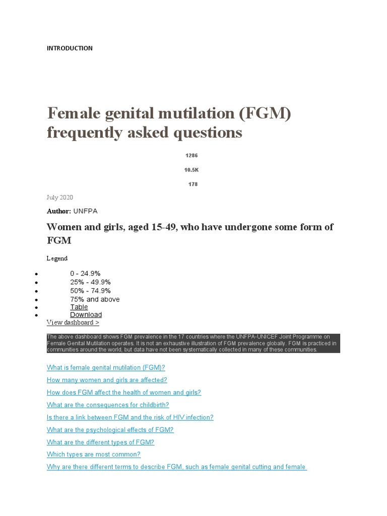 Female Genital Mutilation (FGM) Frequently Asked Questions | PDF ...