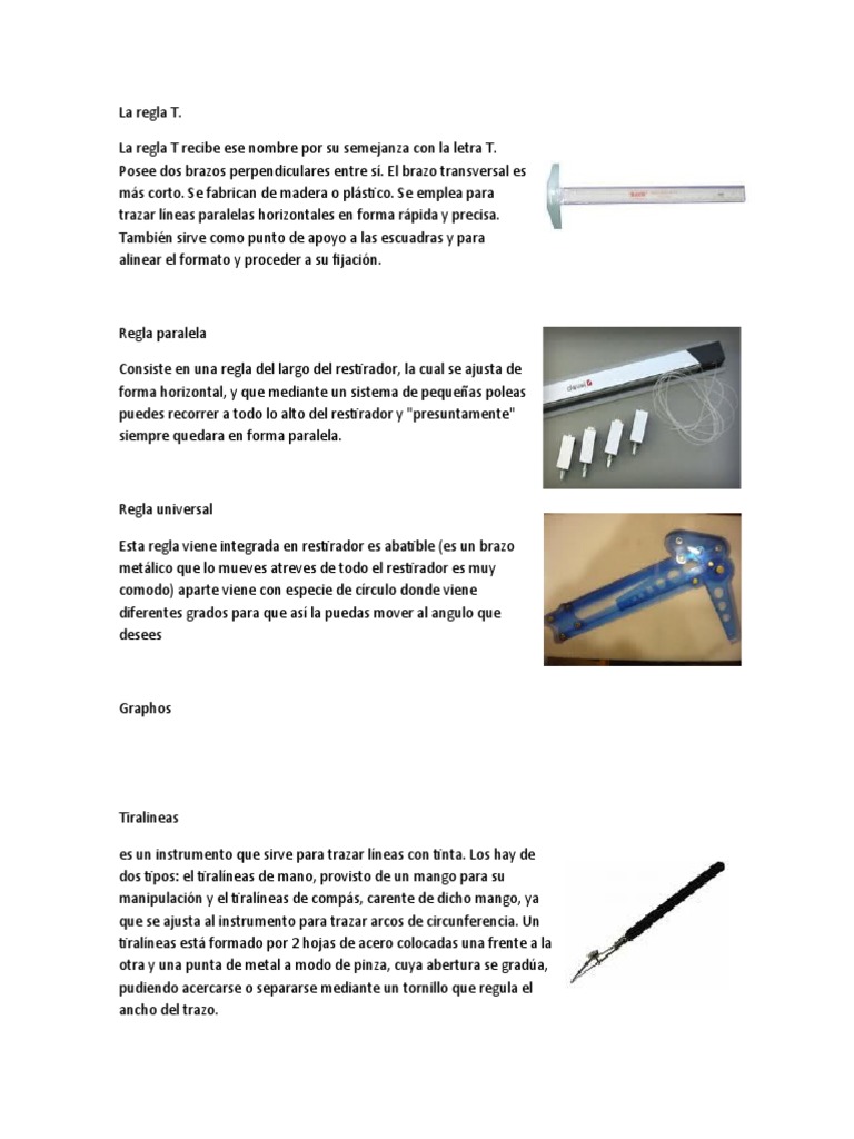 Uso y partes de la regla T | PDF | Lápiz | Bienes manufacturados