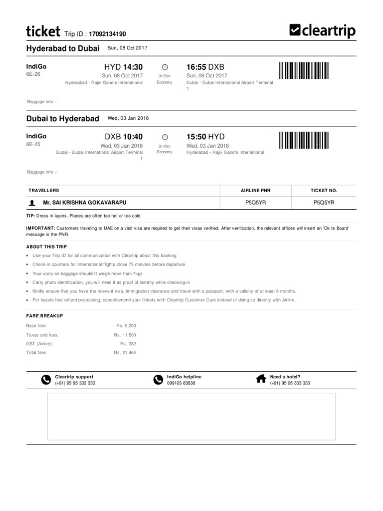 Cleartrip Flight E-Ticket | PDF | Aviation | Transport